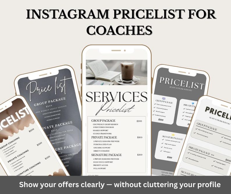 Coach Price List Template | Canva Editable Pricing List (digital ...