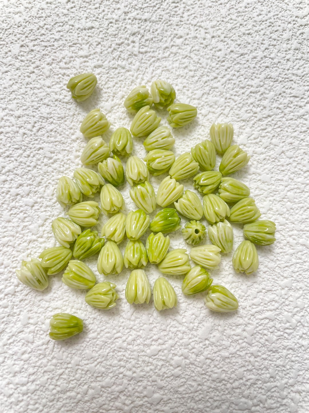 Green Pikake Beads, Jasmine Flower for Jewelry Making, Loose Resin ...