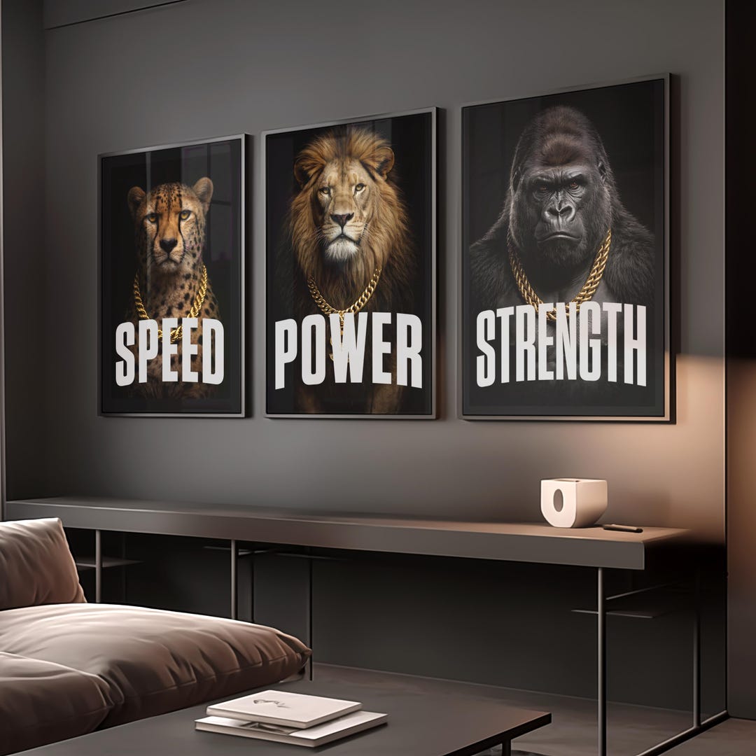 Speed, Power & Strength Poster Set of 3– Animal Archetype Wall Art for ...