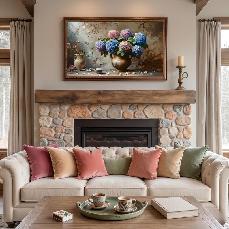 Hydrangea Still Life Samsung Frame TV Art, Impasto Oil Painting Frame ...