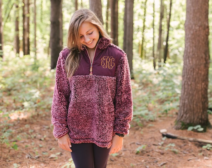 Monogram Sherpa Pullover | Monogrammed Sherpa Quarter Zip | Monogram ...