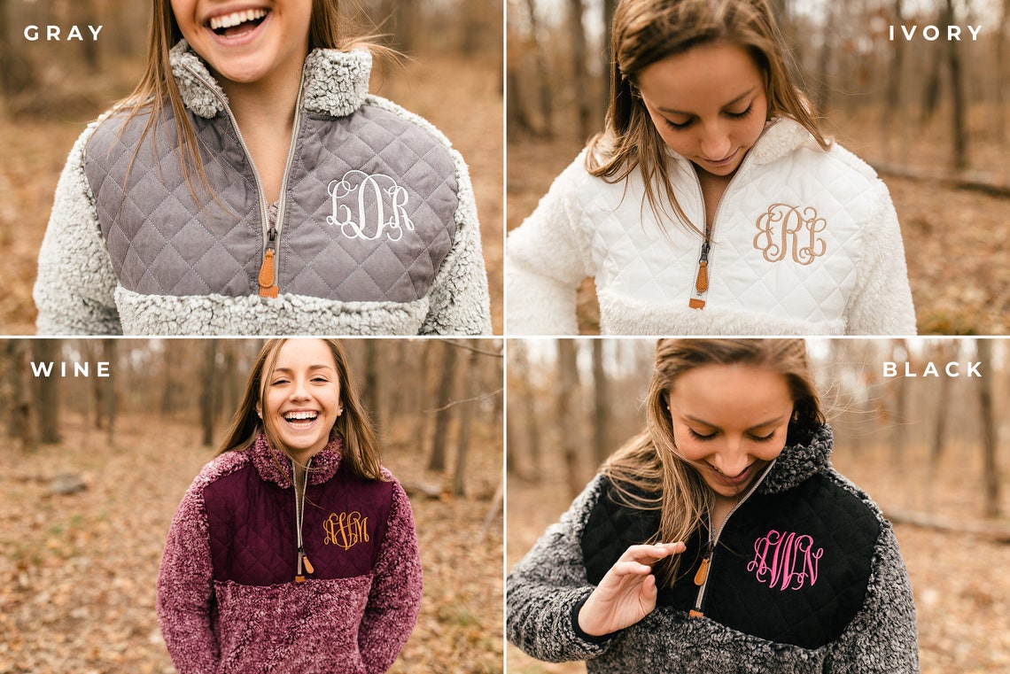 Monogram Sherpa Pullover Monogrammed Sherpa Quarter Zip - Etsy