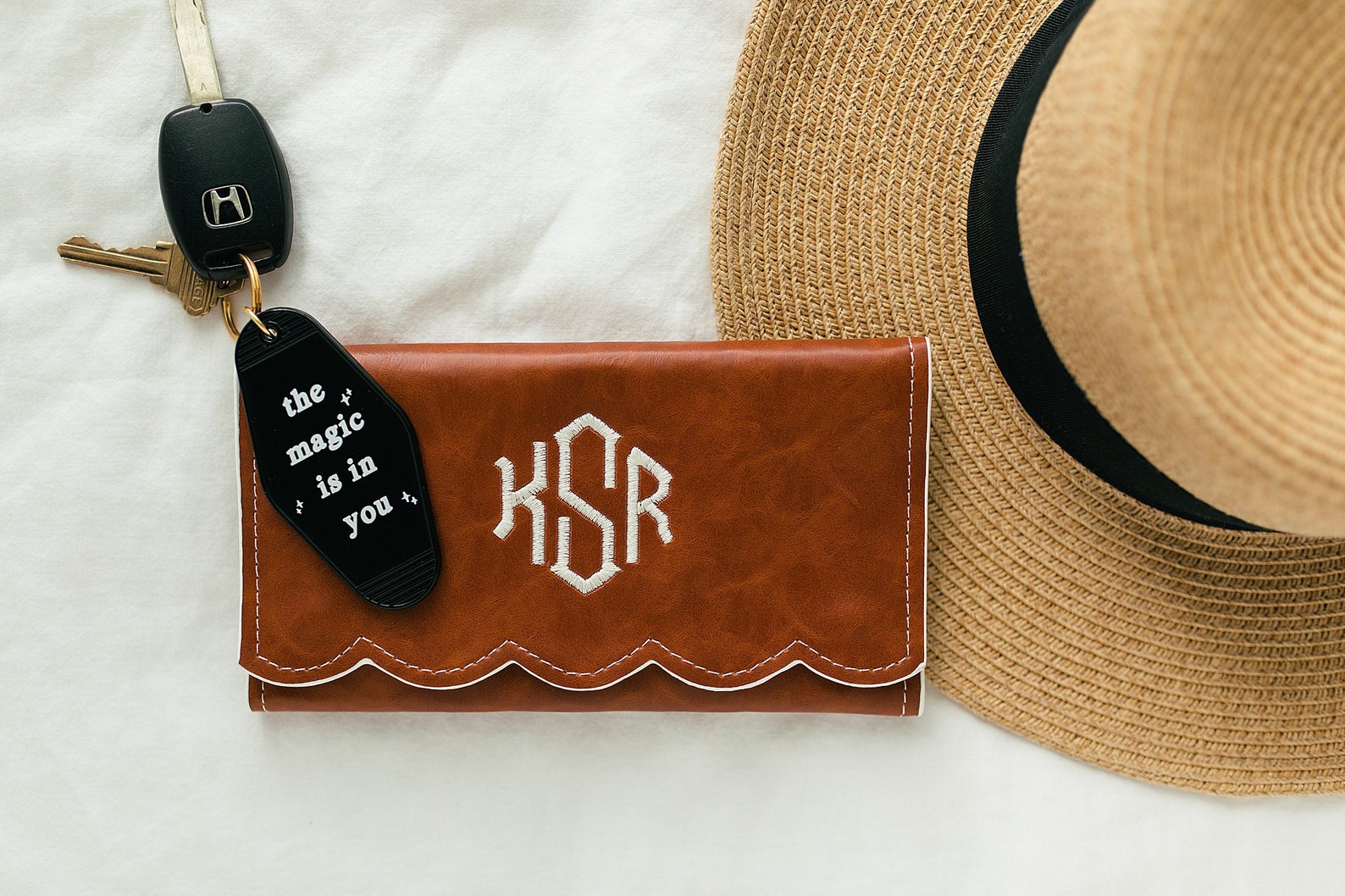 Monogram Scalloped Wallet Personalized Wallet Womens - Etsy