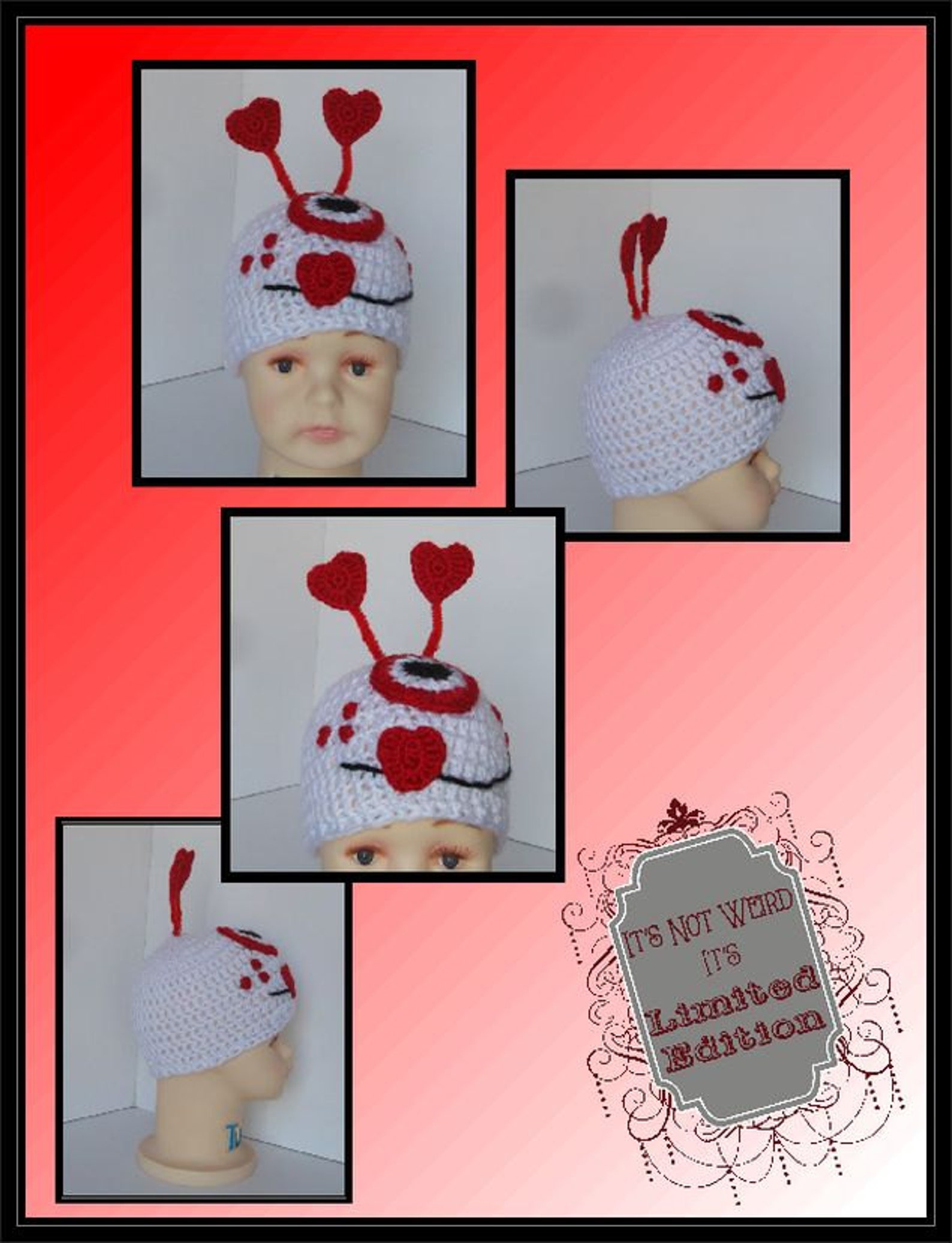 Crocheted One-eye'd Love Bug Valentine Hat and Diaper - Etsy