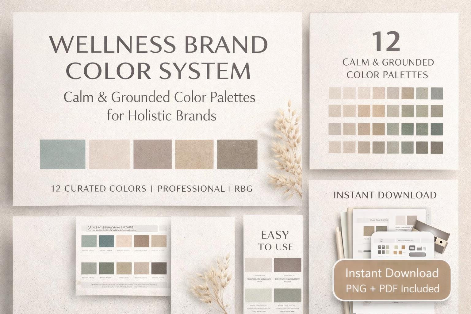 Wellness Brand Color Palette Set – Calm Neutral Color Palettes for ...