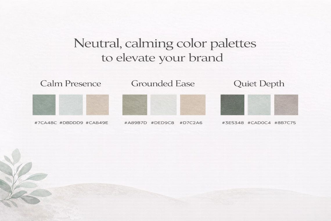 Wellness Brand Color Palette Set – Calm Neutral Color Palettes for ...
