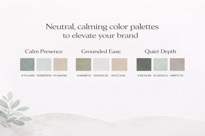 Wellness Brand Color Palette Set – Calm Neutral Color Palettes for ...