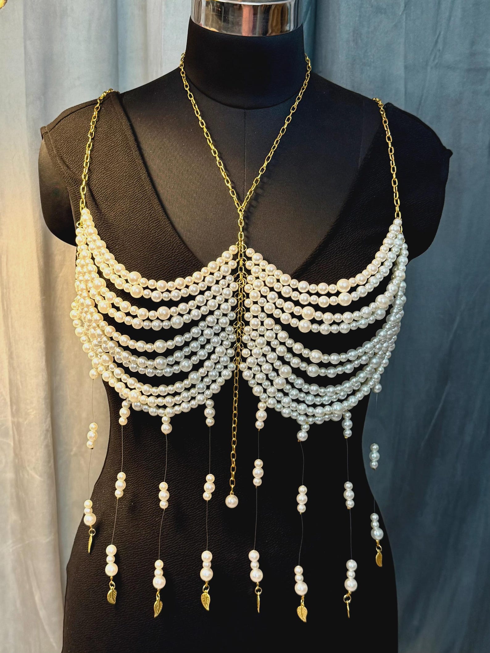 Handmade Pearl Bralette – Draped Bridal Body Jewelry - Etsy