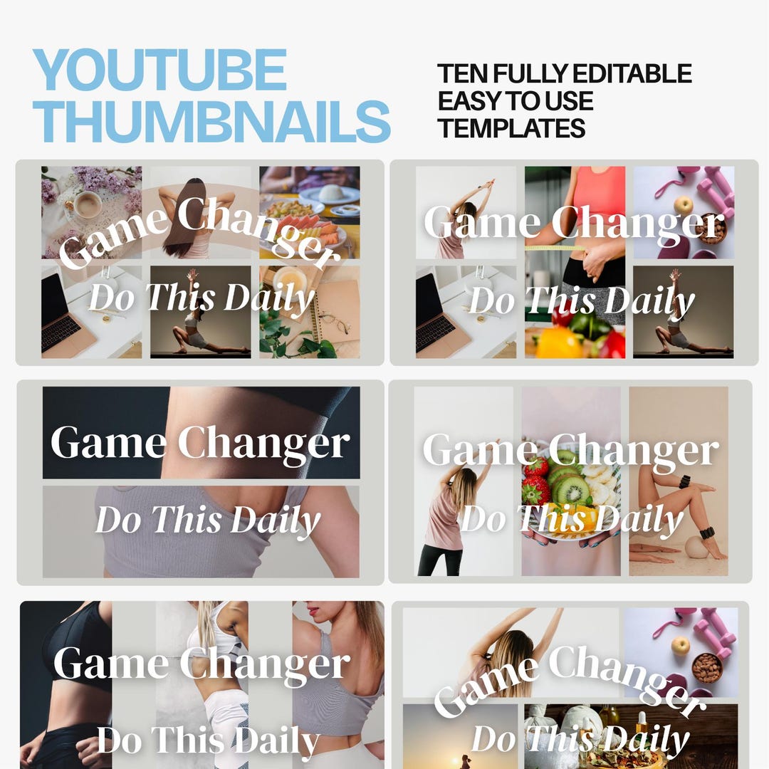 Bundle of 10 Editable Youtube Thumbnails Kit | Beauty & Wellness ...