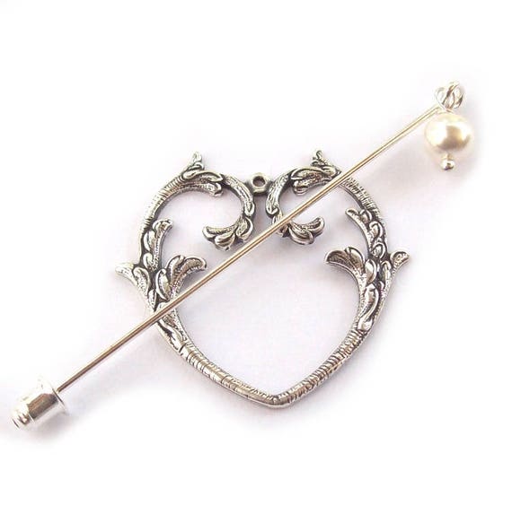 Small Victorian Heart Shawl Pin Infinity Lapel Pin Silver - Etsy