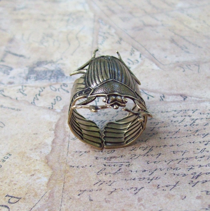 Adjustable Gold Scarab Ring, Brass Beetle Ring, Thumb Ring, Insect Ring ...