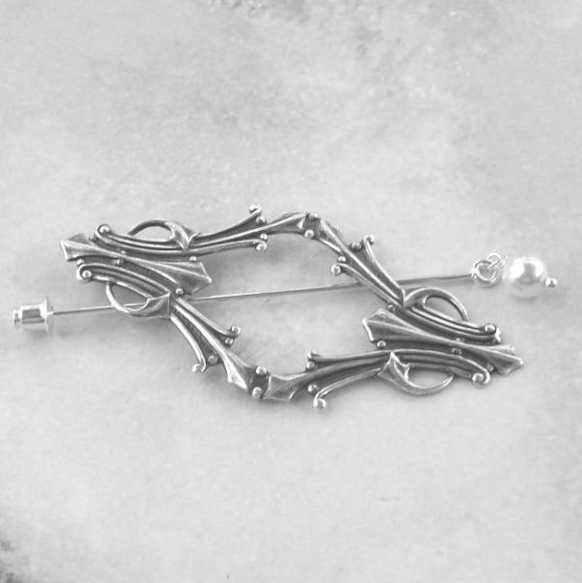 Art Deco Shawl Pin Silver Shawl Pin Silver Scarf Pin - Etsy