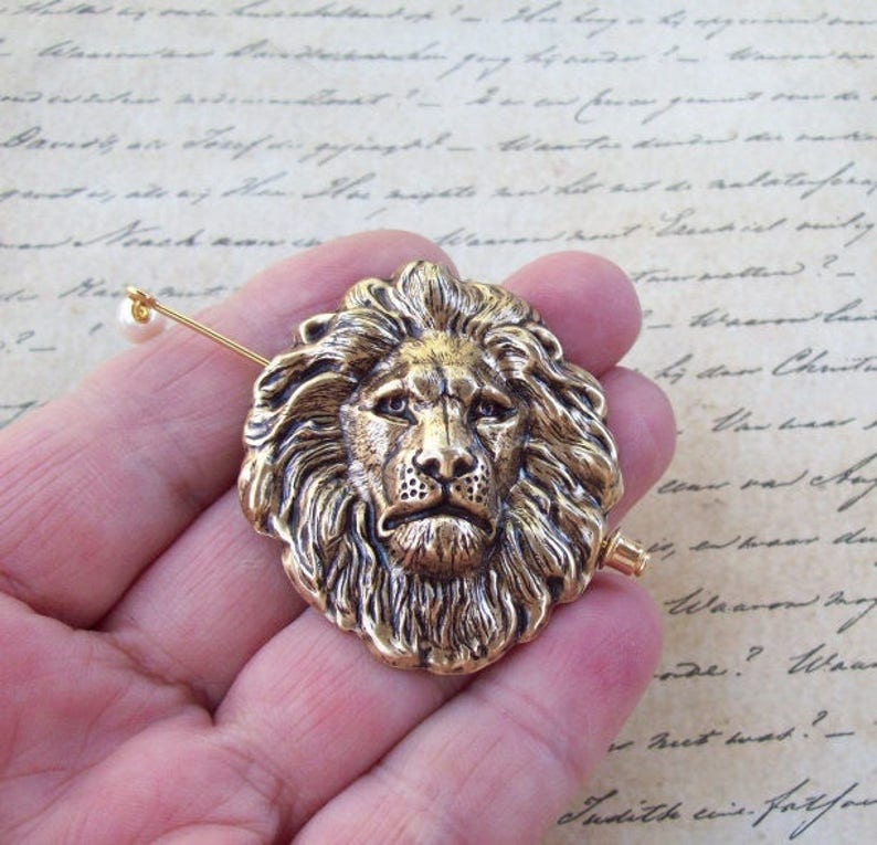Gold Lion Shawl Pin Lion Scarf Pin Gold Shawl Pin Lion Pin | Etsy