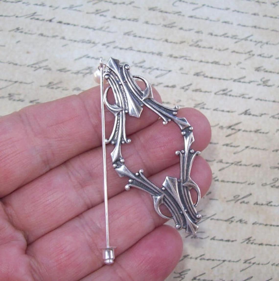 Art Deco Shawl Pin Silver Shawl Pin Silver Scarf Pin - Etsy