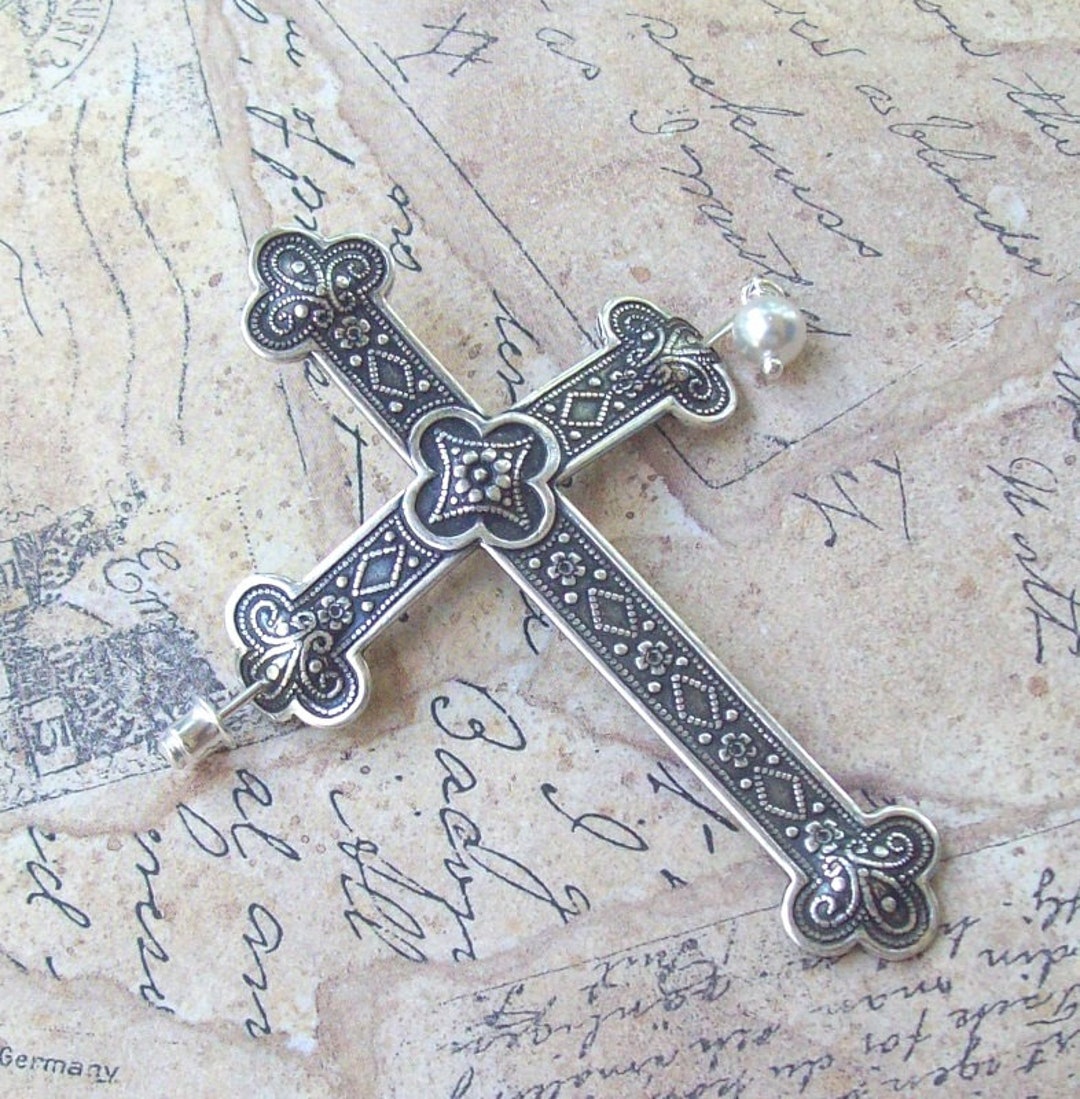 Silver Christian Cross Shawlpin, Large Shawl Pin, Celtic, Sweater Pin ...