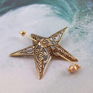 Star Shawl Pin, Filigree Scarf Pin, Gold Star Sweater Pin, Spring ...