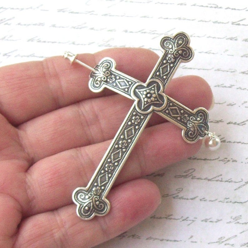 Silver Christian Cross Shawlpin, Large Shawl Pin, Celtic, Sweater Pin ...