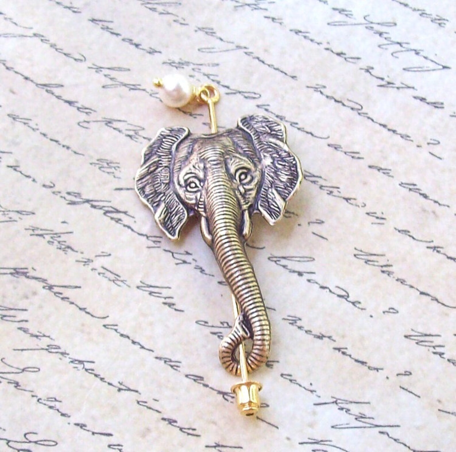 Elephant Shawl Pin, Lapel Pin, Gold Shawl Pin, Animal, Sweater Pin ...
