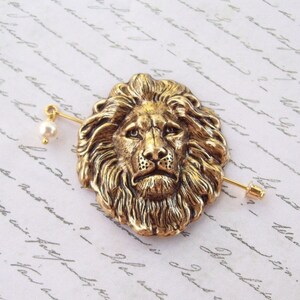 Gold Lion Shawl Pin Lion Scarf Pin Gold Shawl Pin Lion Pin | Etsy