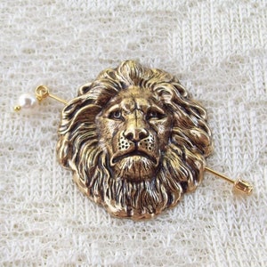 Gold Lion Shawl Pin Lion Scarf Pin Gold Shawl Pin Lion Pin | Etsy