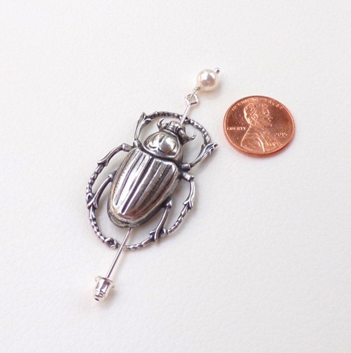 Silver Scarab Shawl Pin, Beetle Lapel Pin, Silver Shawl Pin, Stick Pin ...