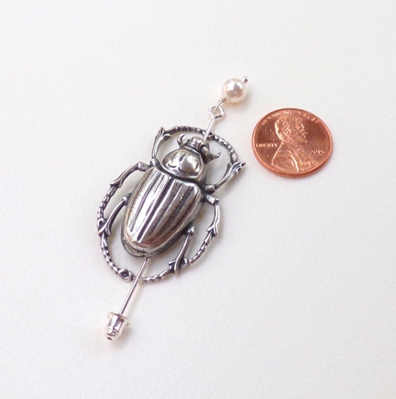 Silver Scarab Shawl Pin, Beetle Lapel Pin, Silver Shawl Pin, Stick Pin ...