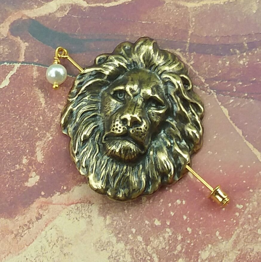 Gold Lion Shawl Pin, Lion Scarf Pin, Gold Shawl Pin, Lion Pin, Lion ...