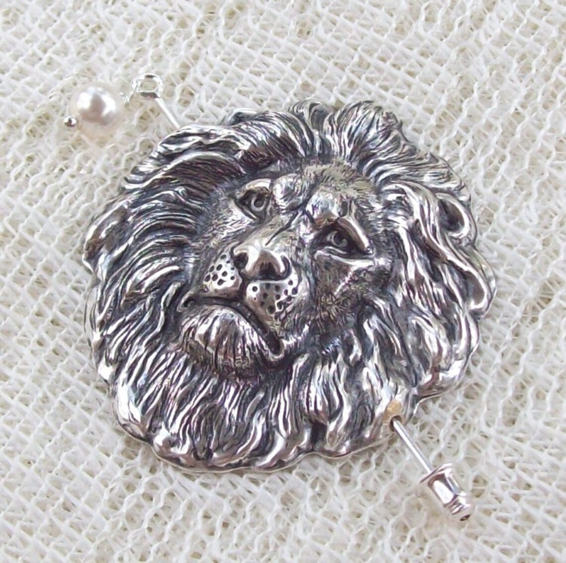 Silver Lion Shawl Pin, Lion Scarf Pin, Silver Shawl Pin, Lion Pin, Lion ...