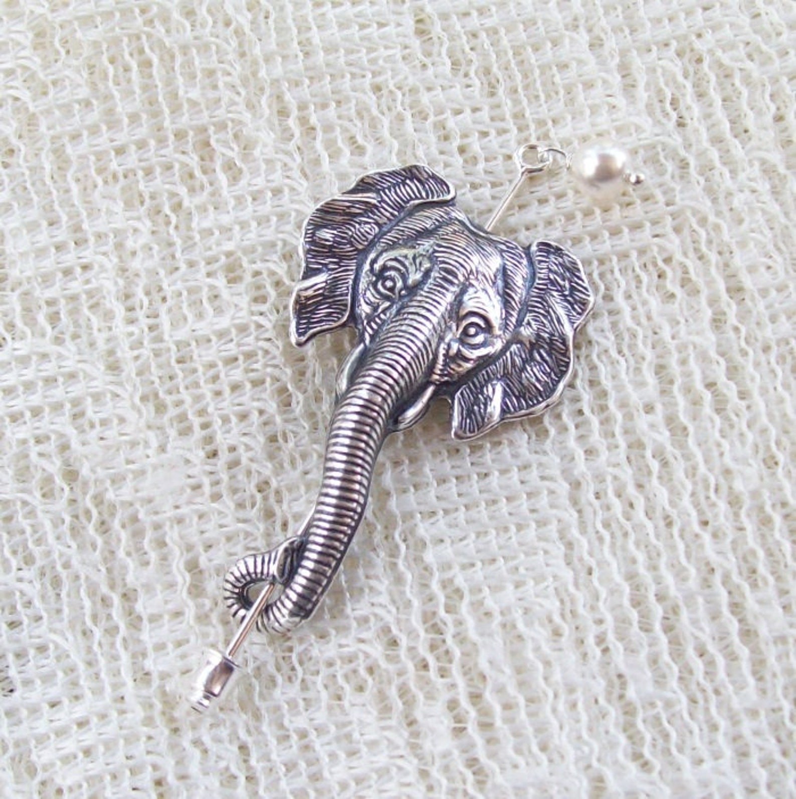 Elephant Shawl Pin, Lapel Pin, Silver Shawl Pin, Animal, Sweater Pin ...