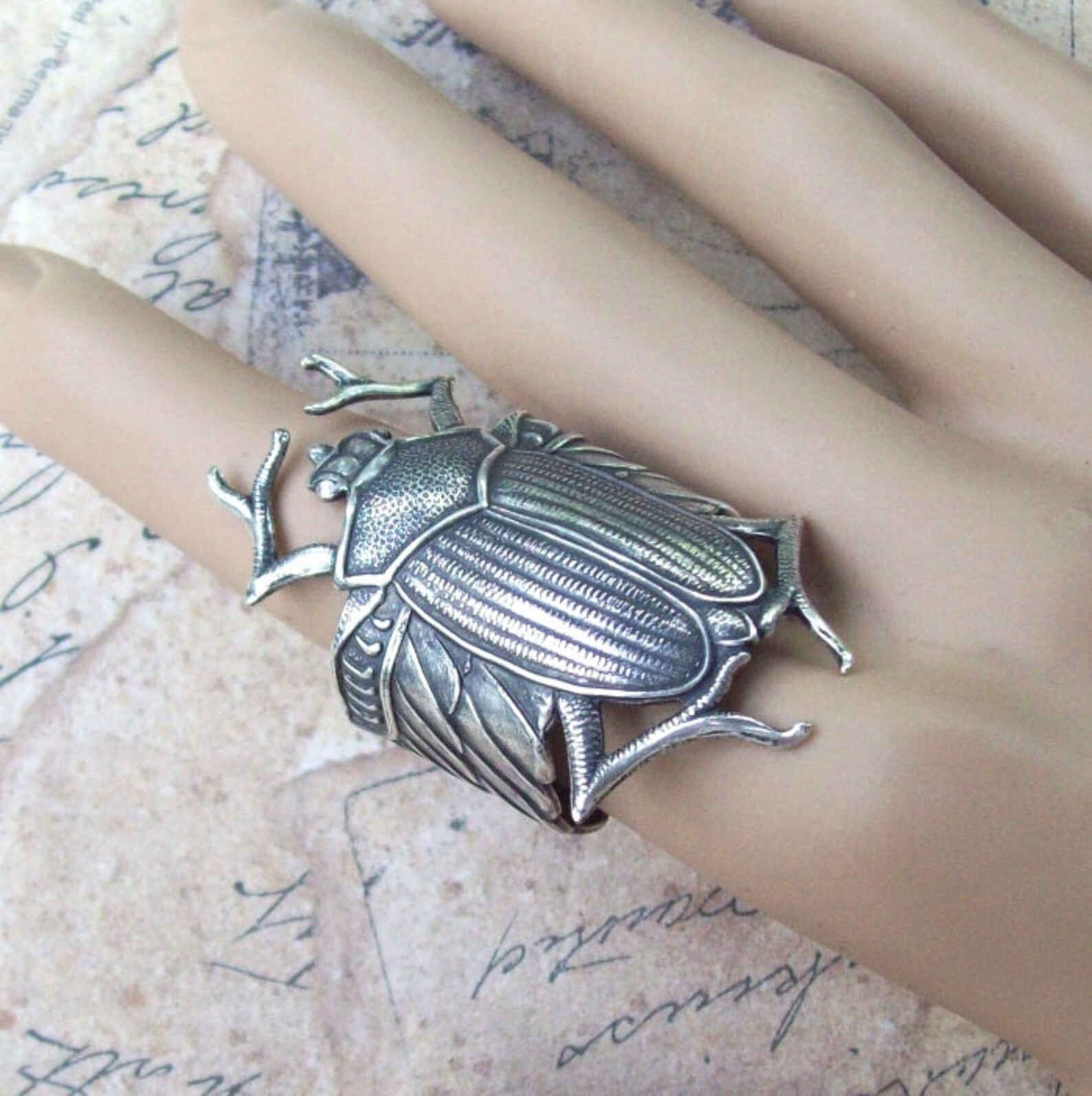 Silver Scarab Ring, Beetle Ring, Thumb Ring, Insect Ring, Adjustable ...