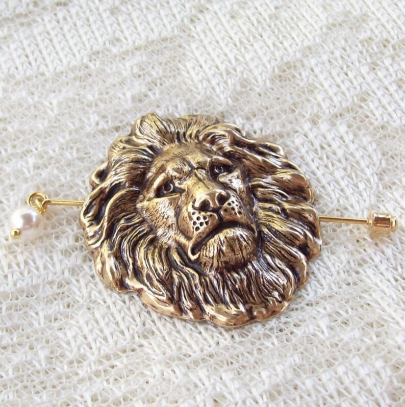 Gold Lion Shawl Pin Lion Scarf Pin Gold Shawl Pin Lion Pin | Etsy
