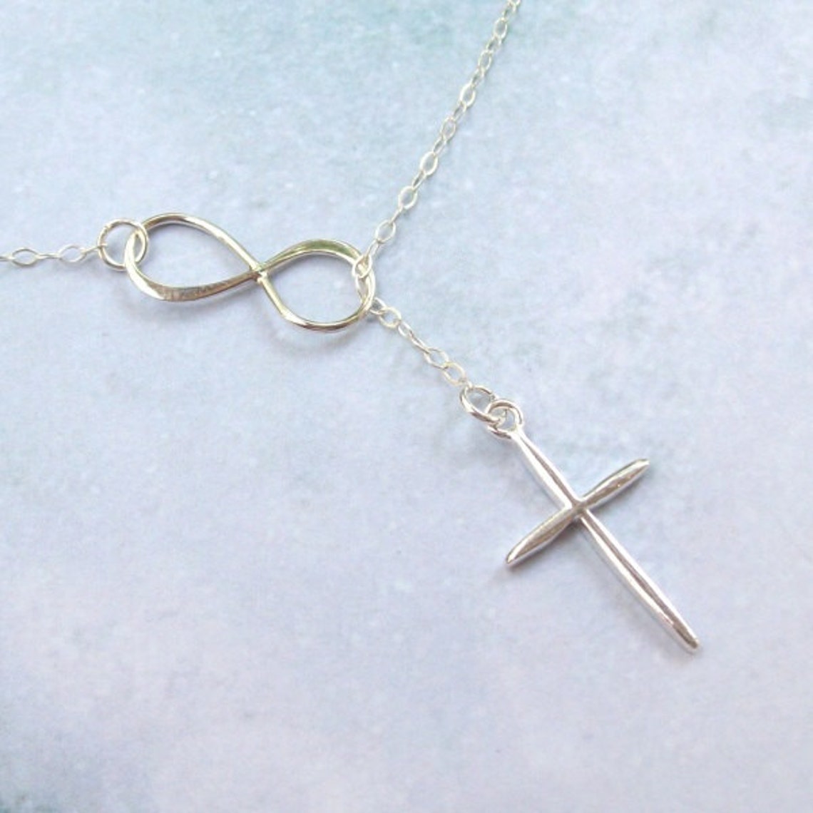 Cross and Infinity Necklace Infinity Lariat Necklace Cross - Etsy