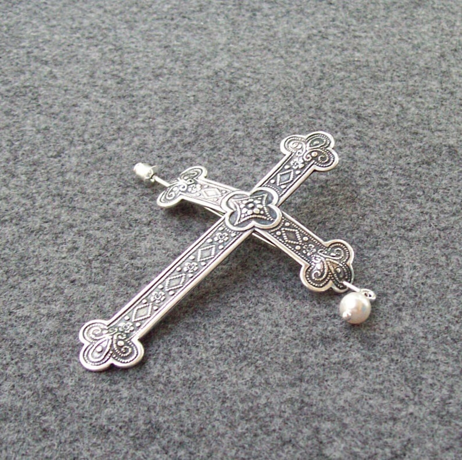 Silver Christian Cross Shawlpin, Large Shawl Pin, Celtic, Sweater Pin ...