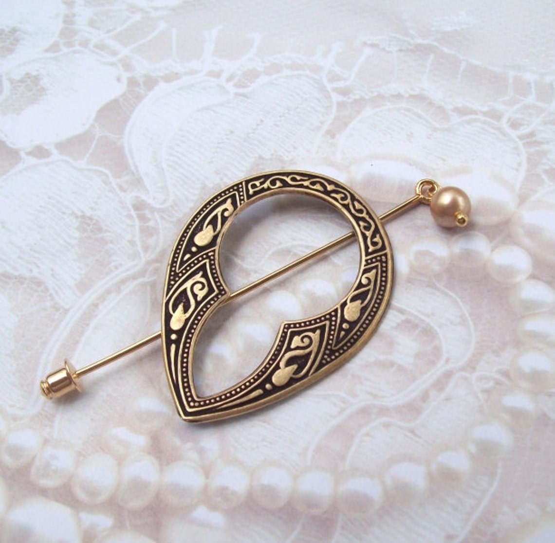 Celtic Shawl Pin, Celtic Lapel Pin, Gold Hat Pin, Brass, Gold Shawl Pin ...