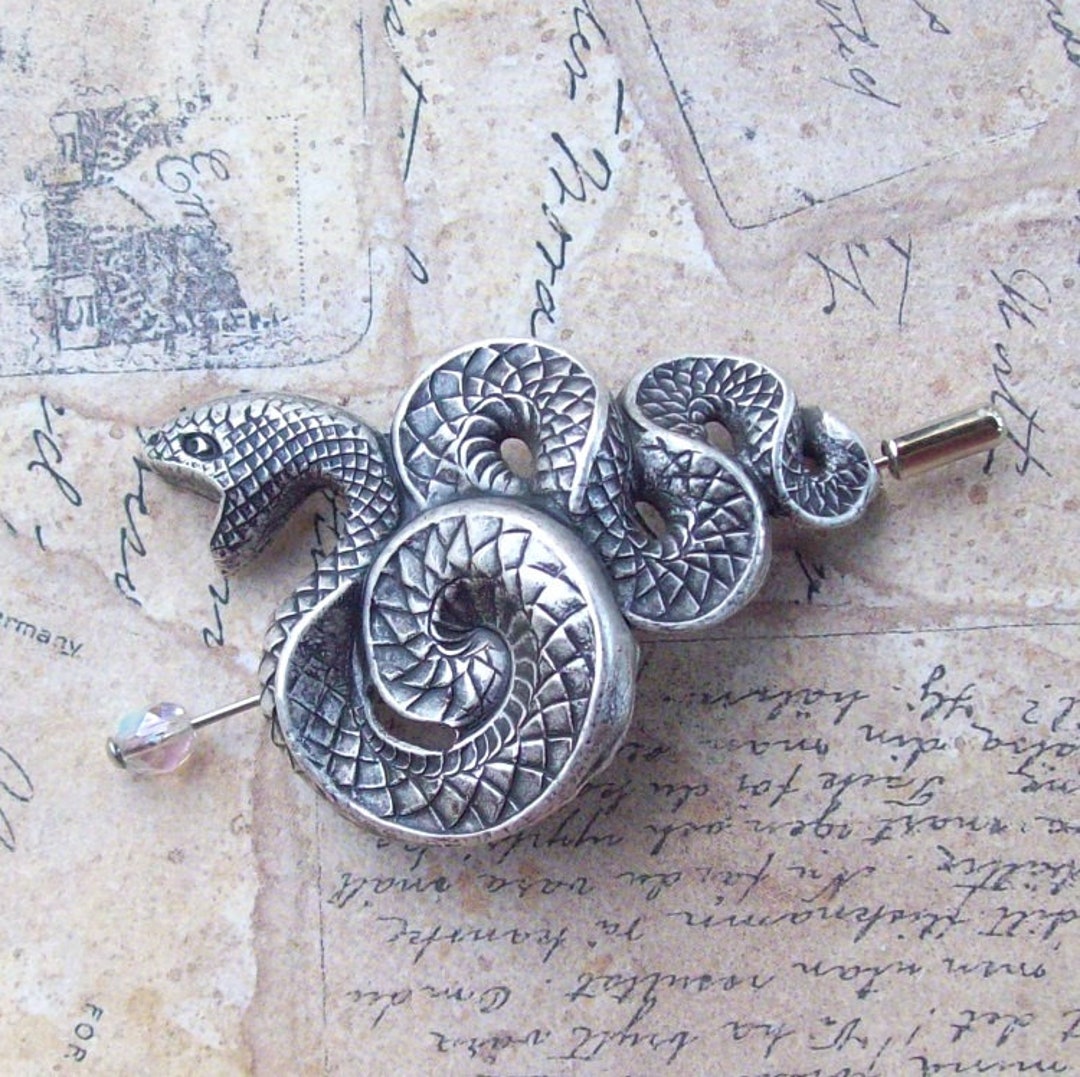 Snake Shawl Pin Silver Shawl Pin Reptile Silver Snake - Etsy