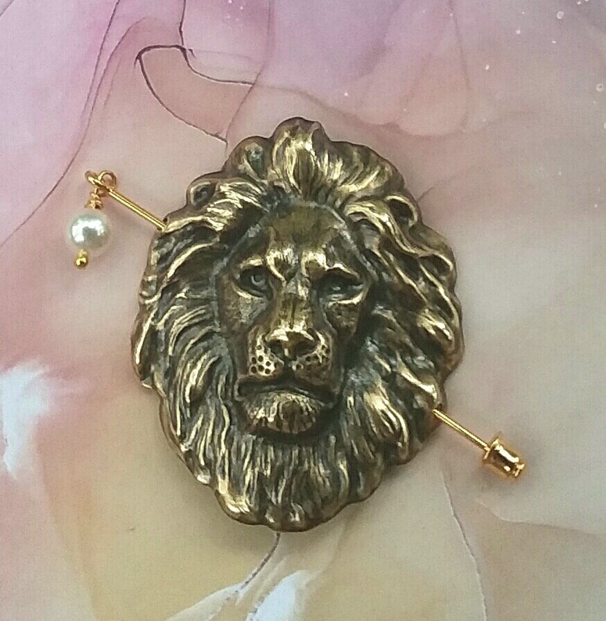 Gold Lion Shawl Pin Lion Scarf Pin Gold Shawl Pin Lion Pin - Etsy