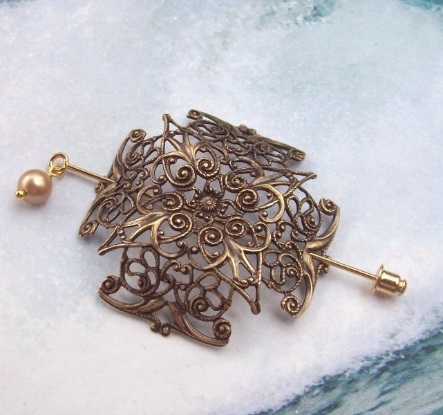 Celtic Cross Shawl Pin, Celtic Lapel Pin, Celtic Stick Pin, Golden ...