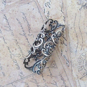 Adjustable Silver Victorian Ring Long Finger Ring Floral - Etsy