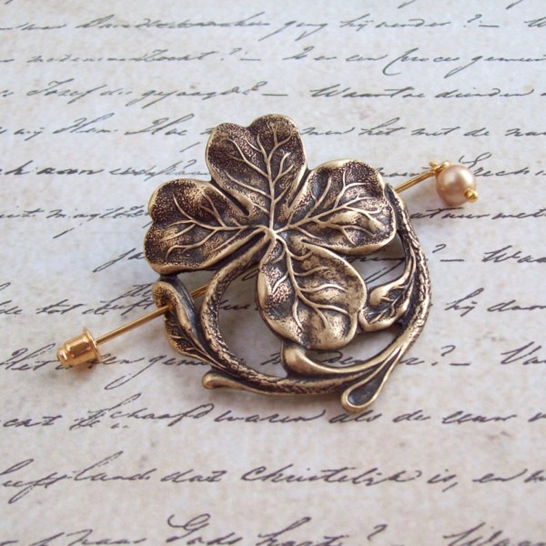 Shamrock Shawl Pin Celtic Lapel Pin Gold Hat Pin brass | Etsy