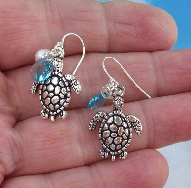 Sea Turtle Earrings Tropical Earrings Sterling Silver | Etsy