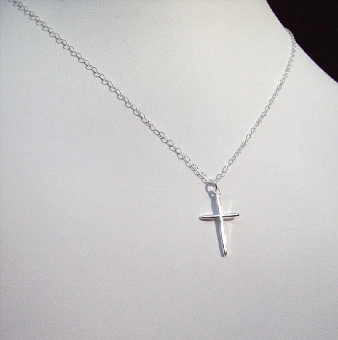 Sterling Silver Cross Necklace Cross Charm Necklace Fall - Etsy