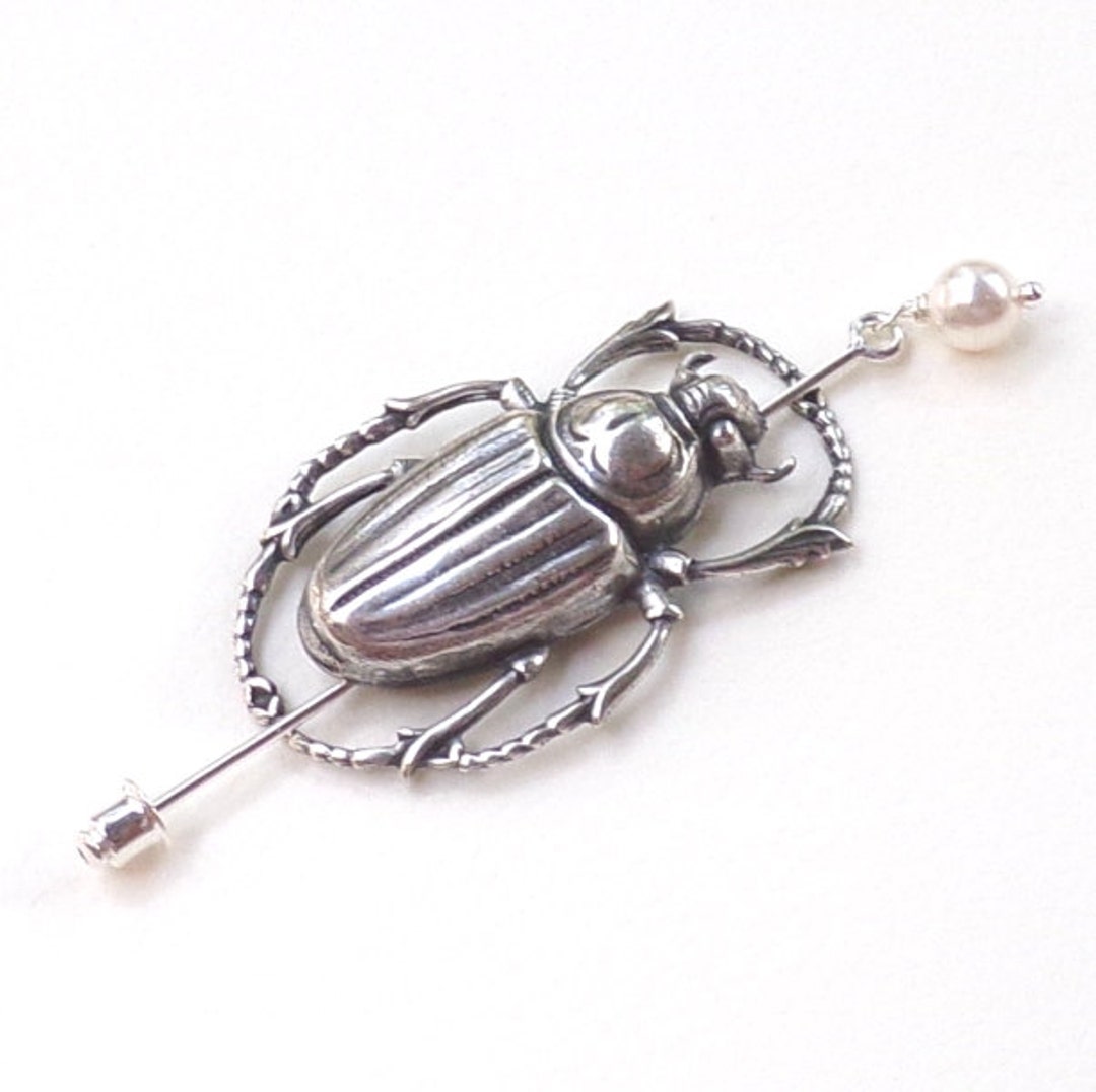 Silver Scarab Shawl Pin, Beetle Lapel Pin, Silver Shawl Pin, Stick Pin ...
