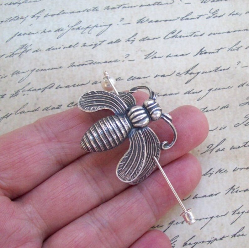 Bee Shawl Pin, Honeybee Scarf Pin, Silver Shawl Pin, Silver Bee, Bumble ...