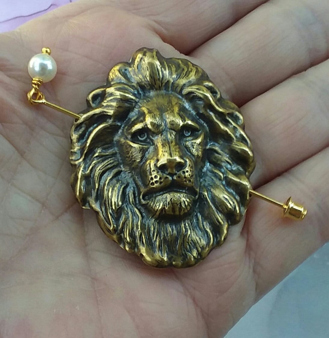 Gold Lion Shawl Pin, Lion Scarf Pin, Gold Shawl Pin, Lion Pin, Lion ...