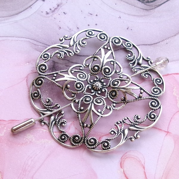 Silver Shawl Pin - Etsy