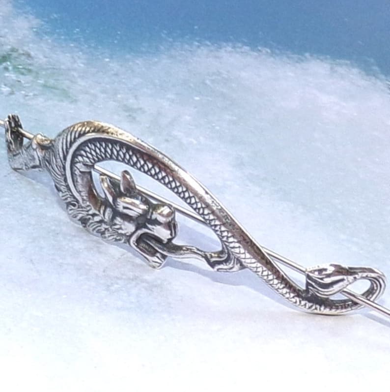 Dragon Shawl Pin Dragon Scarf Pin Silver Shawl Pin sweater | Etsy