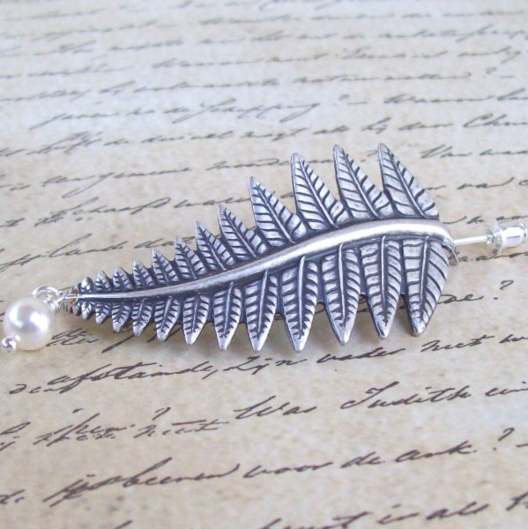 Matte Silver Fern Shawl Pin, Leaf Scarf Pin, Silver Shawl Pin, Leaf ...