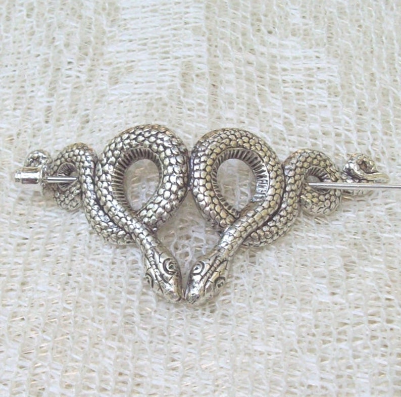Silver Snake Shawl Pin, Silver Shawl Pin, Reptile, Lapel Pin, Stick Pin ...