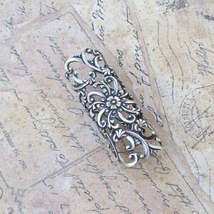Adjustable Silver Victorian Ring Long Finger Ring Floral - Etsy