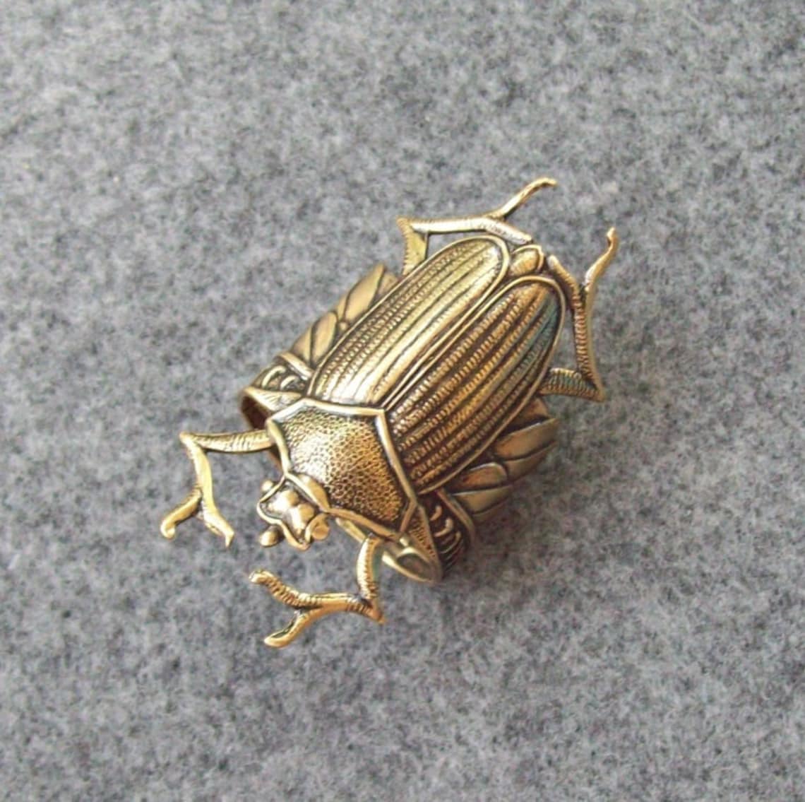 Adjustable Gold Scarab Ring, Brass Beetle Ring, Thumb Ring, Insect Ring ...